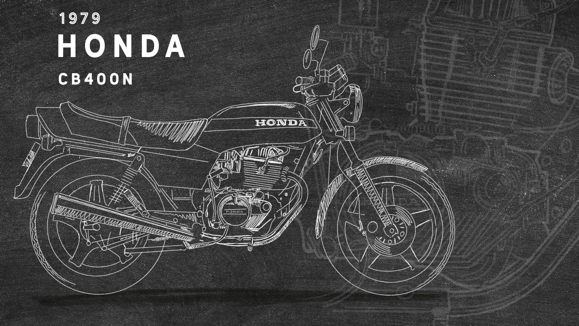 Honda CB400N 1979 - Motorcycle Drawing