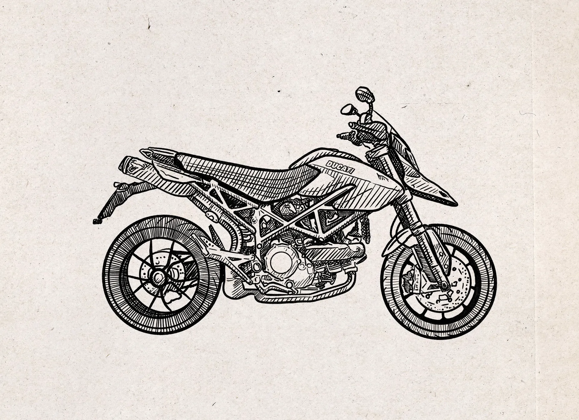 Ducati Hypermotard 2016 - Motorcycle Drawing