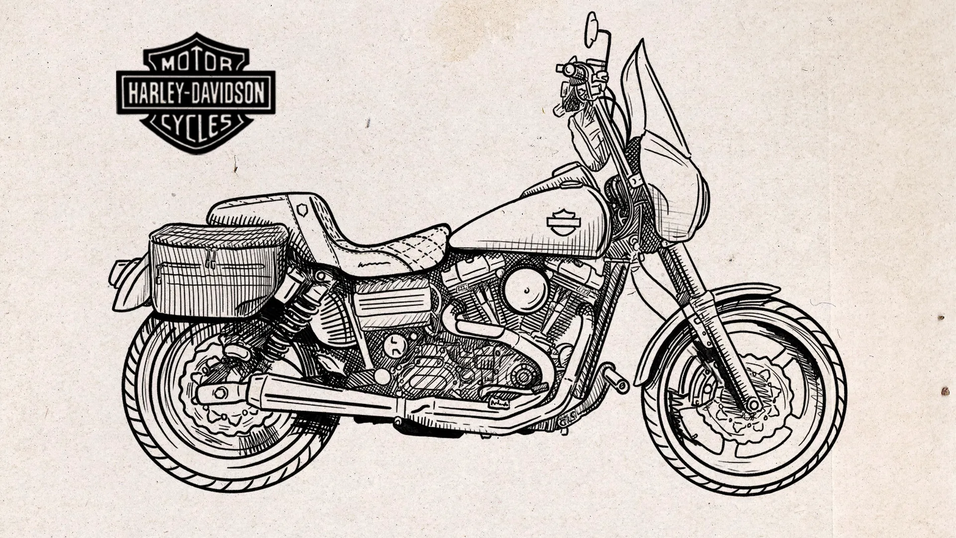 Harley Davidson 2016 Low Rider S Dyna FXDLS - Motorcycle Drawing